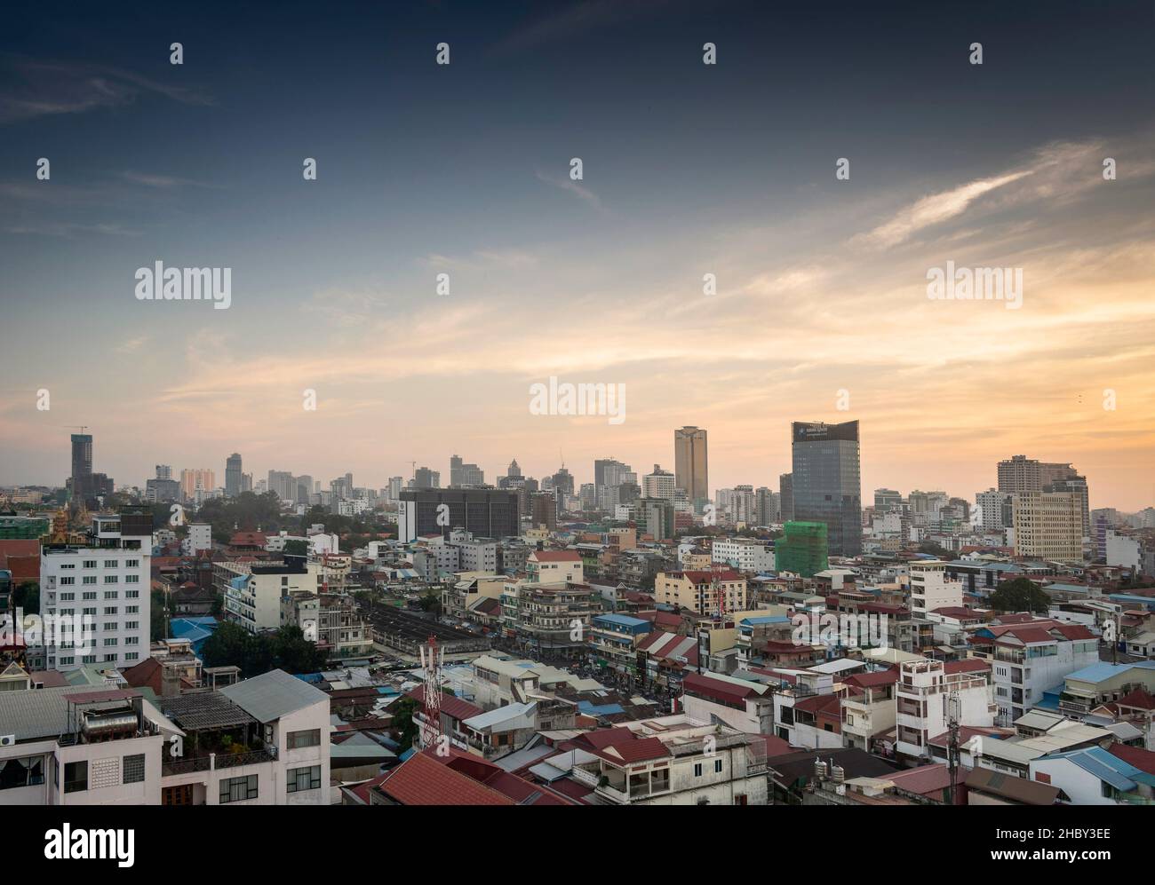 central Phnom Penh city modern urban skyscraper buildings skyline in ...