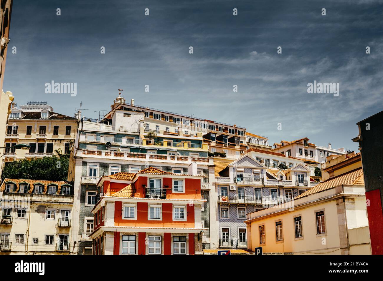 A beautiful view of bright buildings in Lisbon, Portugal Stock Photo ...