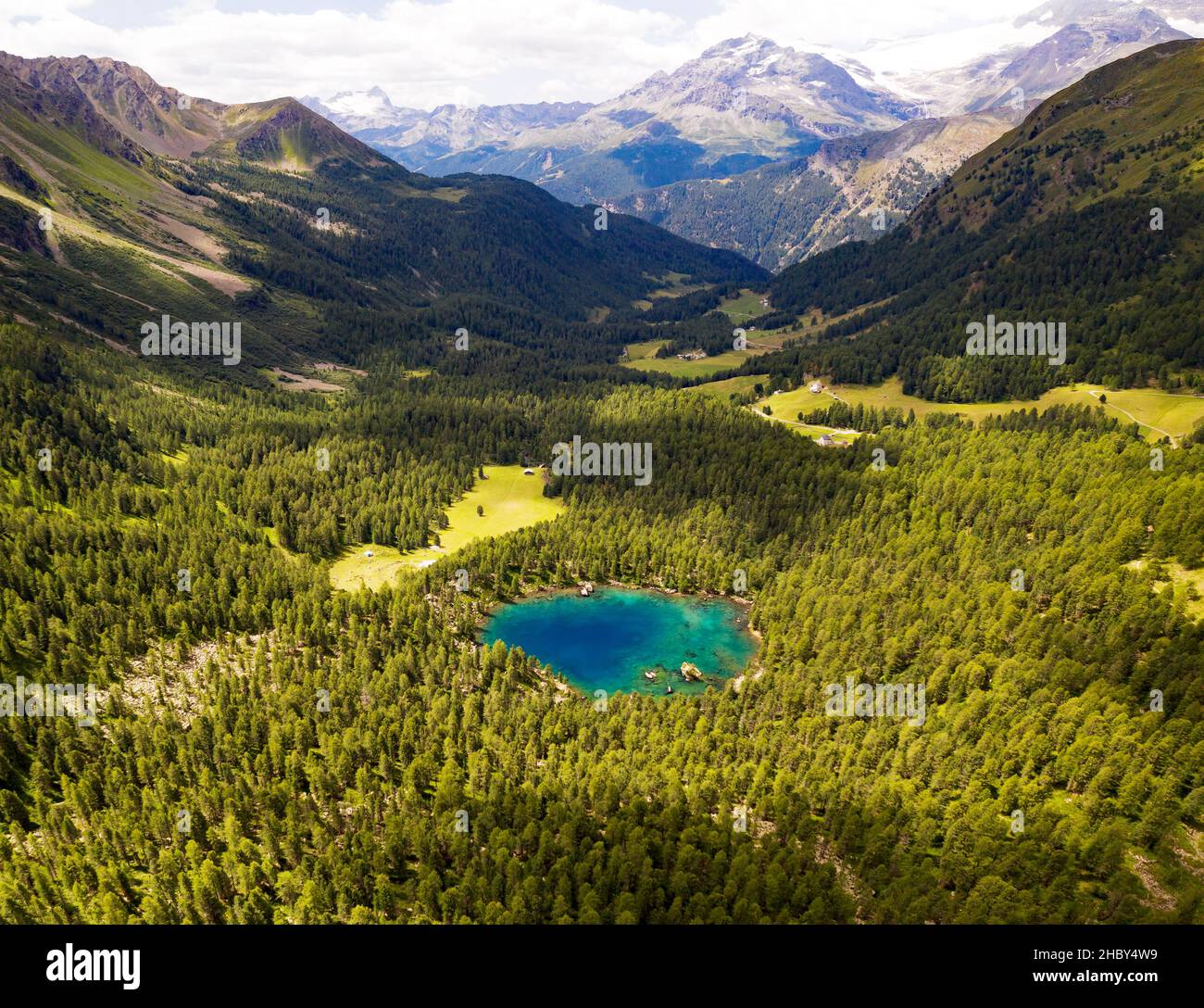 Saoseo lake, Poschiavo valley (CH), aerial view Stock Photo - Alamy