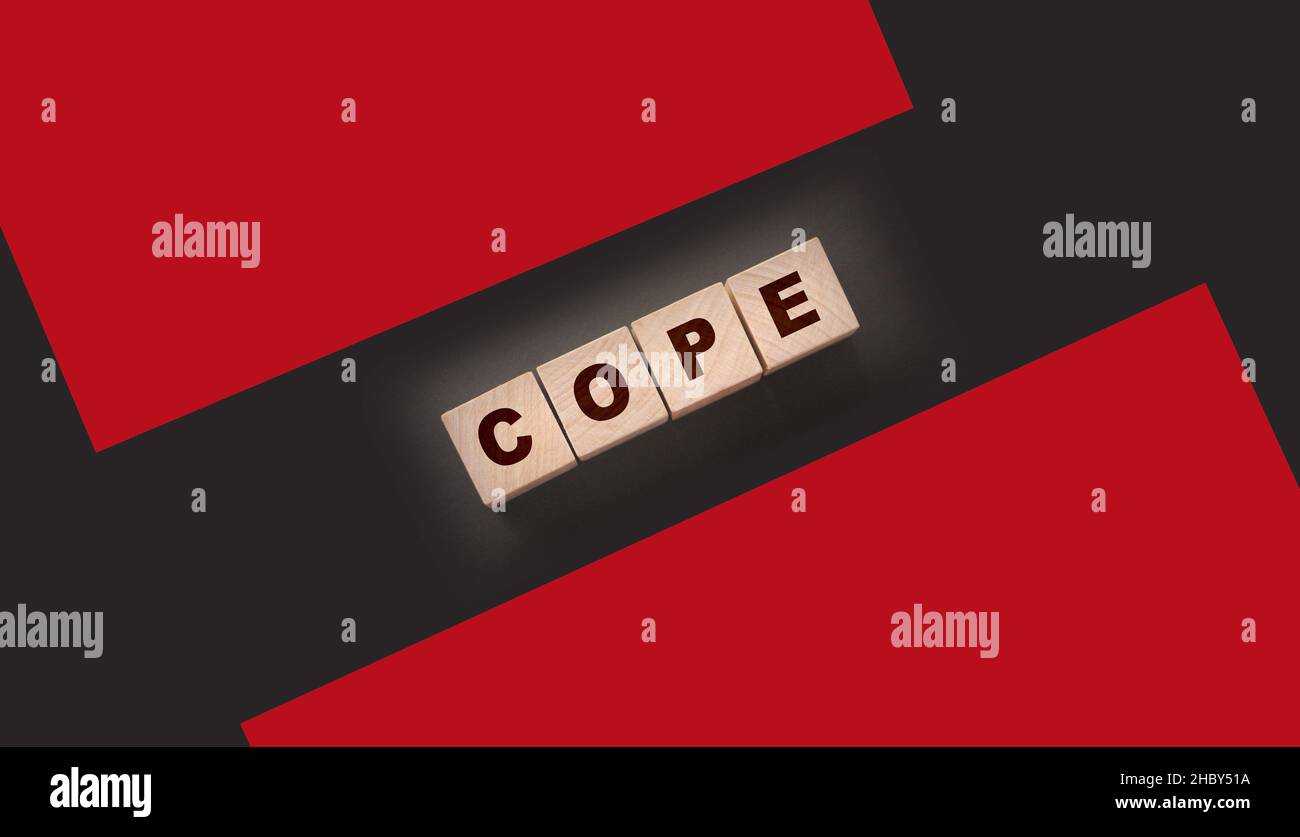 Cope from wooden letters on black background. Social concept Stock ...