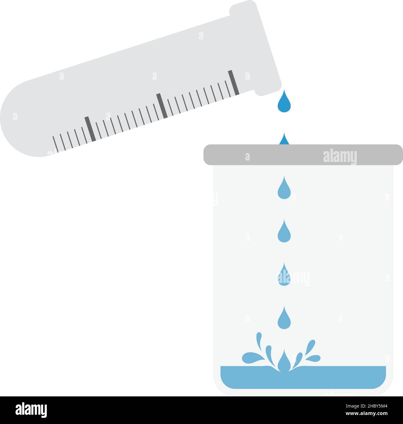 Icon Of Chemistry Beaker Pour Liquid In Flask. Flat Color Design ...