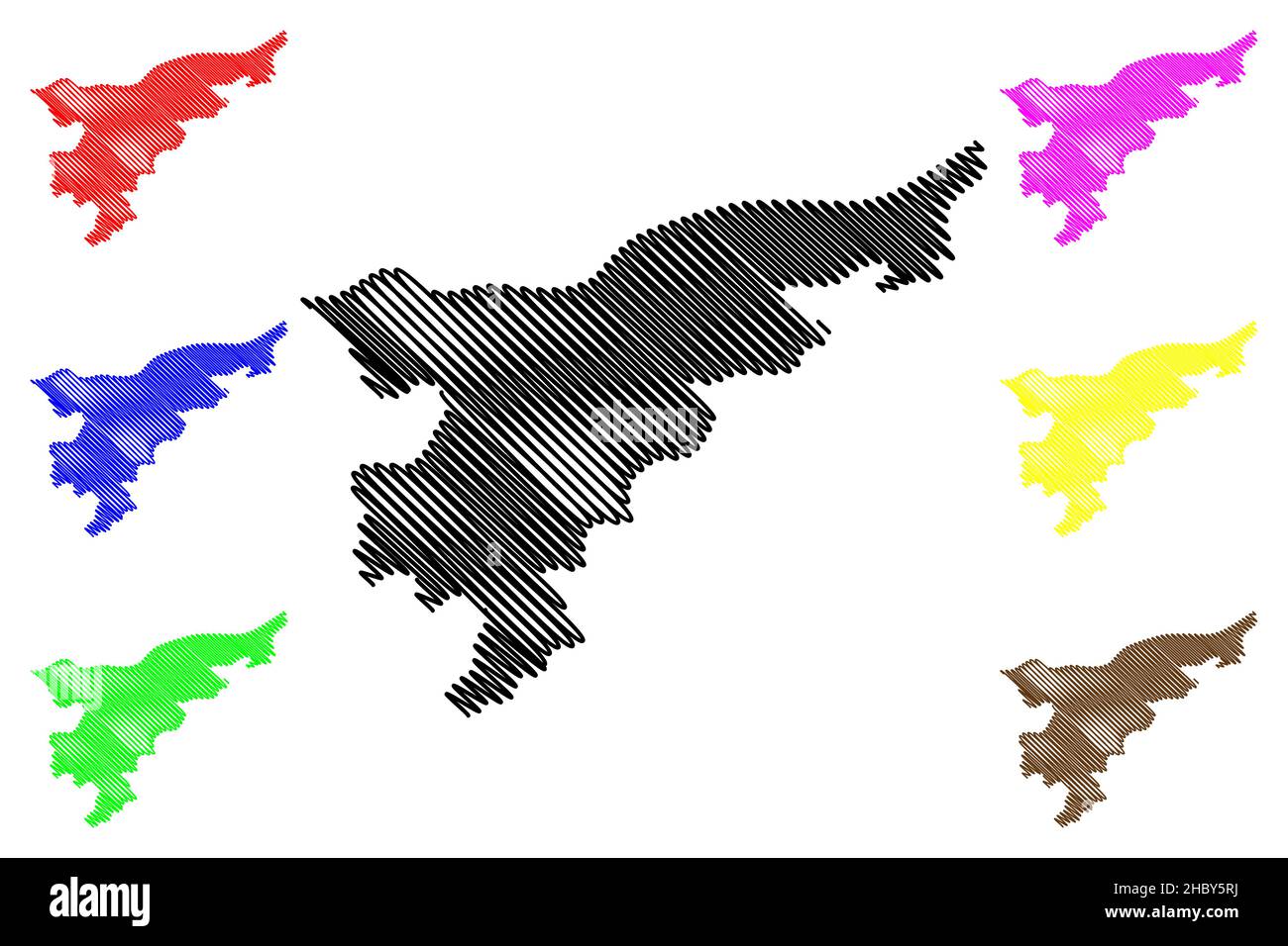 Nagaon district (Assam State, Republic of India) map vector ...