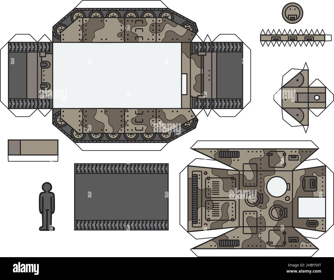 The paper model of a vintage camouflaged self propelled gun Stock ...