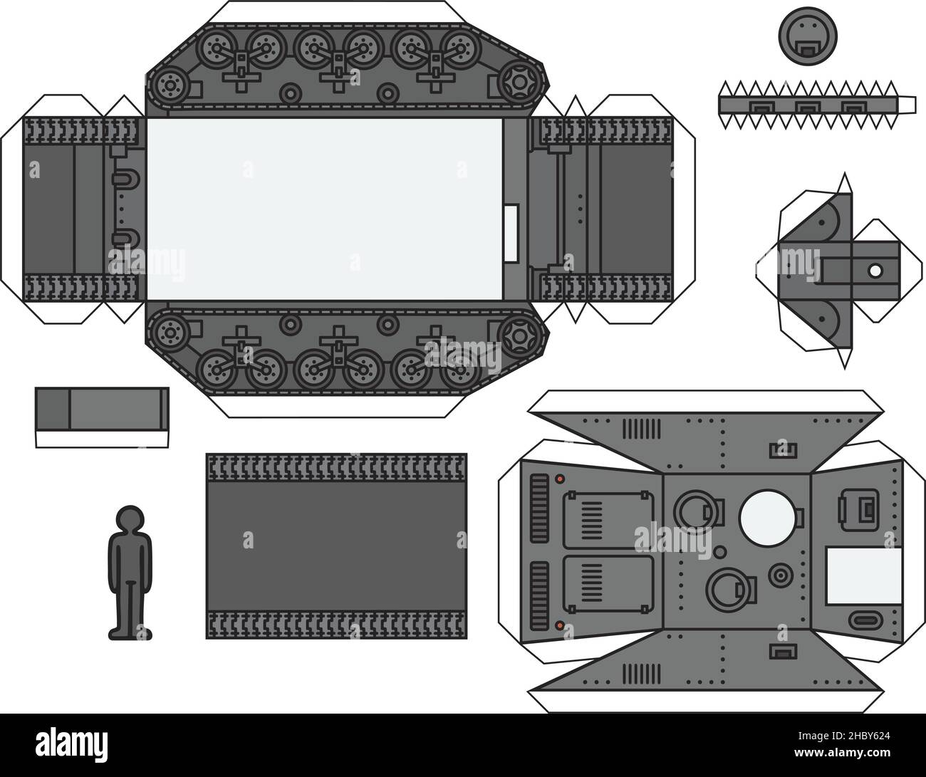The paper model of an old field gray self propelled gun Stock Vector ...