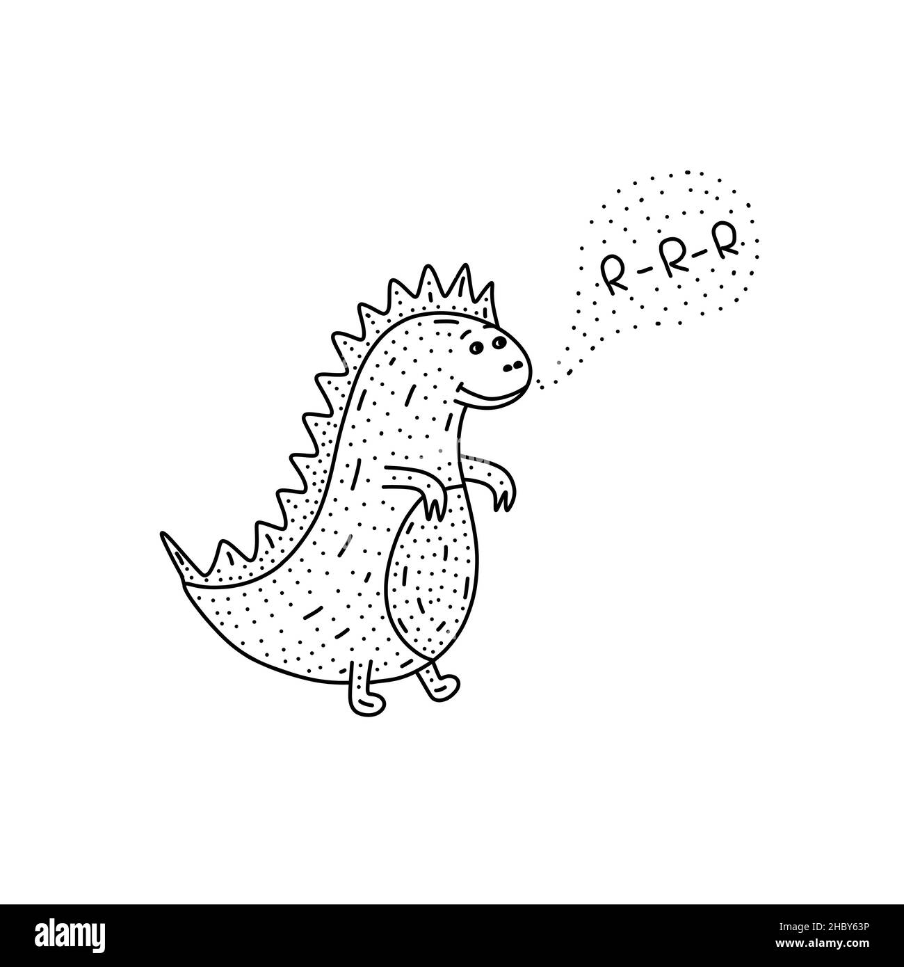 Hand drawn dinosaur icon in doodle style. Cartoon dinasaur vector icon ...