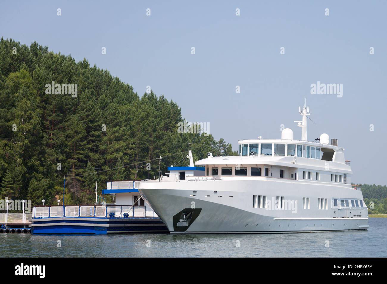 A big beautiful white ship in a port on the sea Stock Photo - Alamy