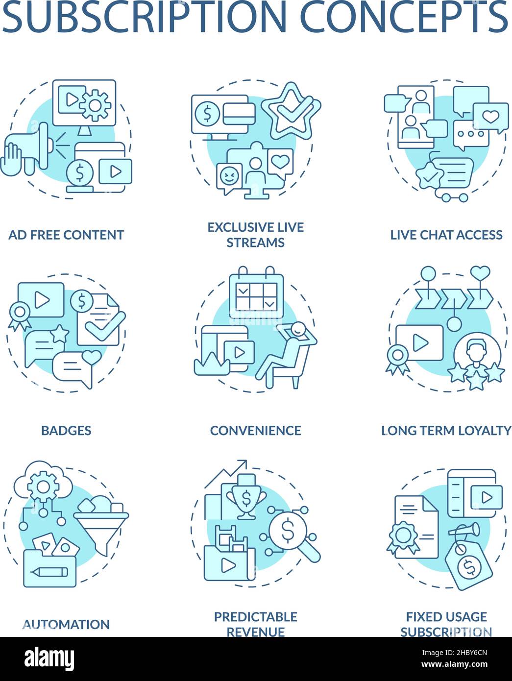 Subscription blue concept icons set Stock Vector Image & Art - Alamy