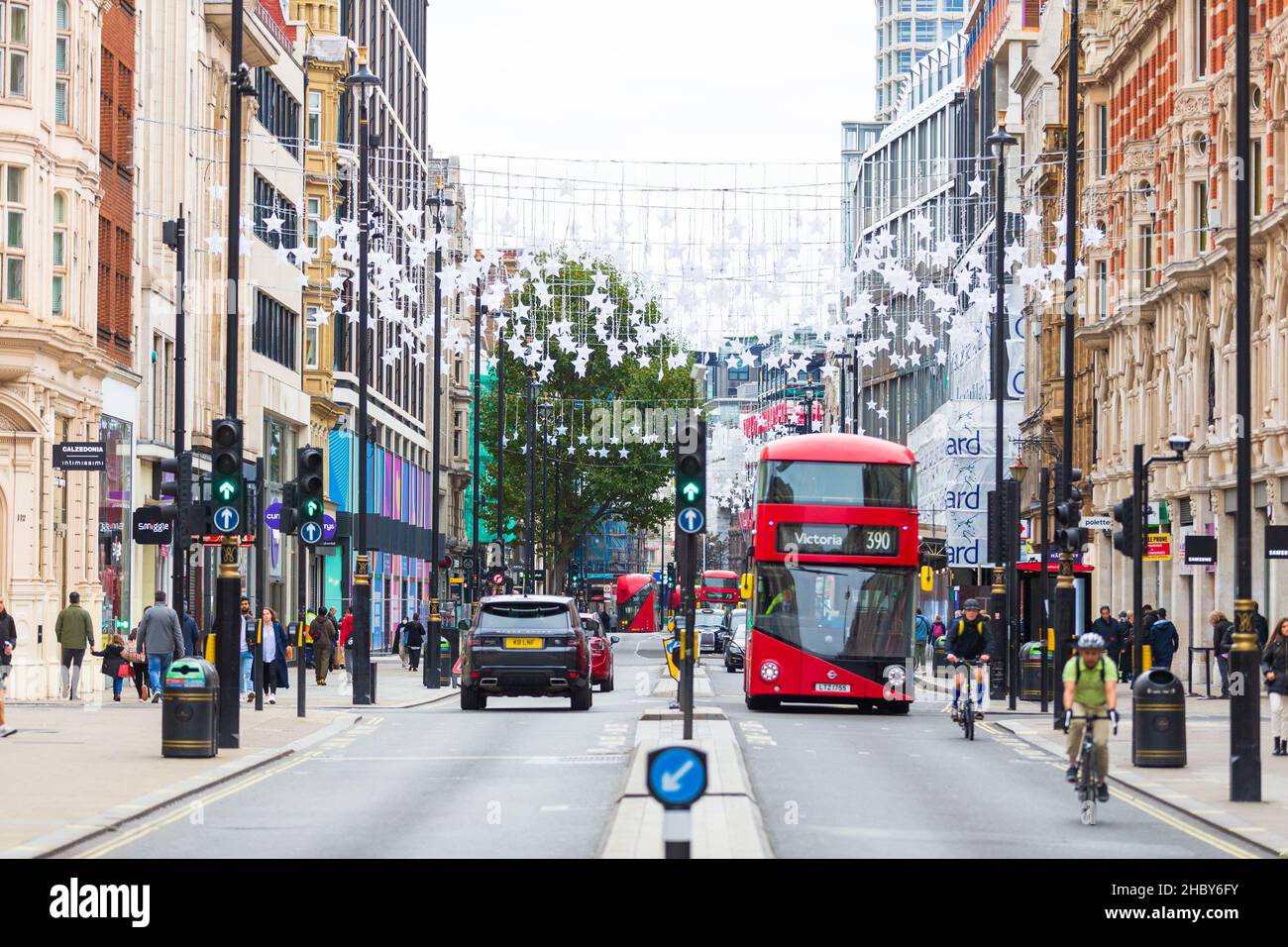 Oxford street Christmas lights during daylight, london, uk Stock Photo ...