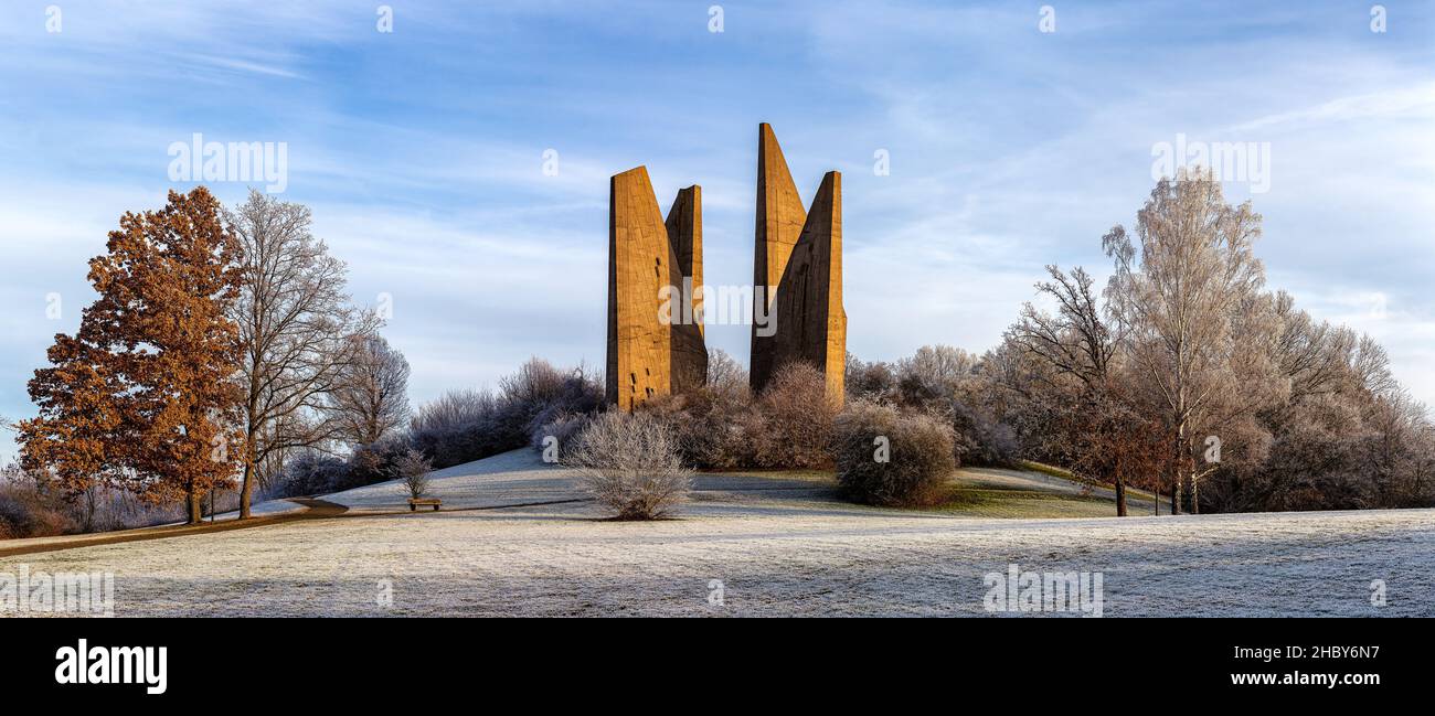 FRIEDLAND, GERMANY - Dezember 23. 2021: The Friedland memorial is a ...