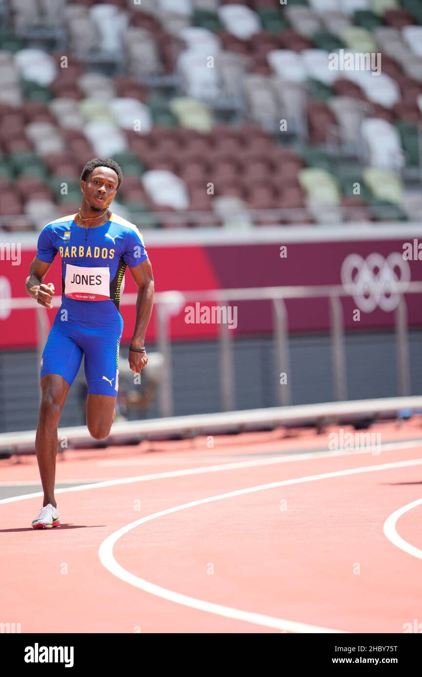 Jonathan Jones competing in the 400 meters of the 2020 Tokyo Olympics ...
