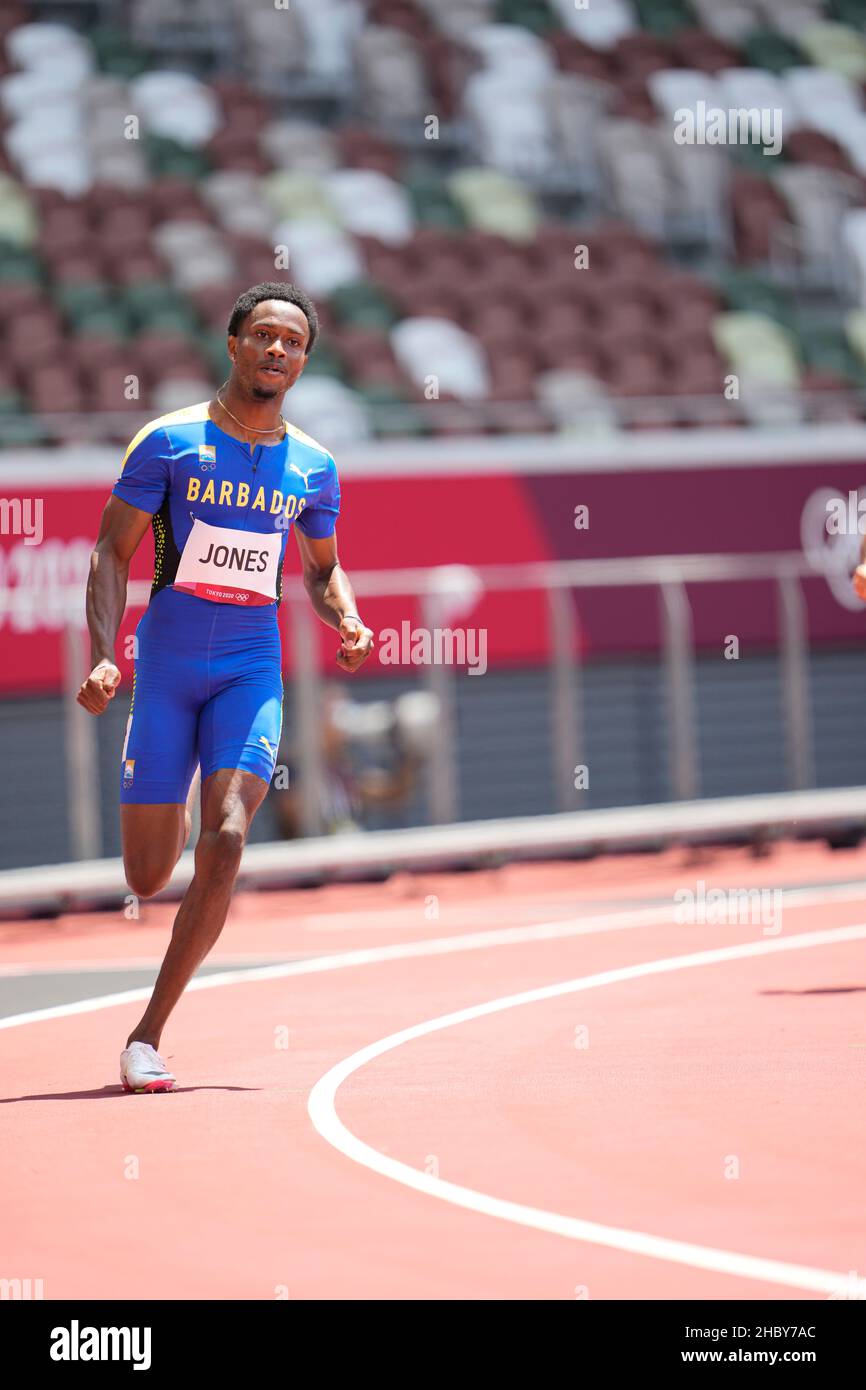 Jonathan Jones competing in the 400 meters of the 2020 Tokyo Olympics ...