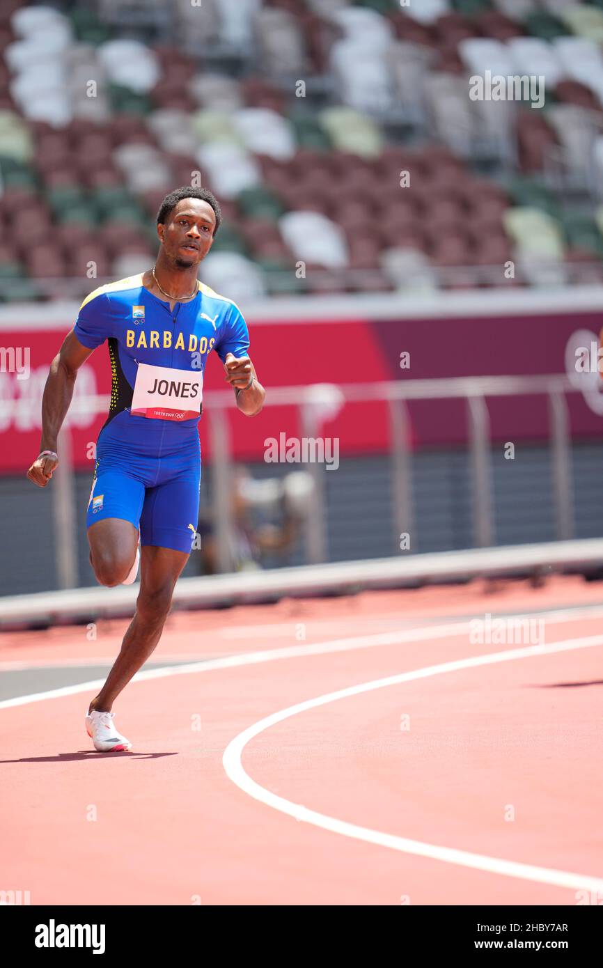 Jonathan Jones competing in the 400 meters of the 2020 Tokyo Olympics ...