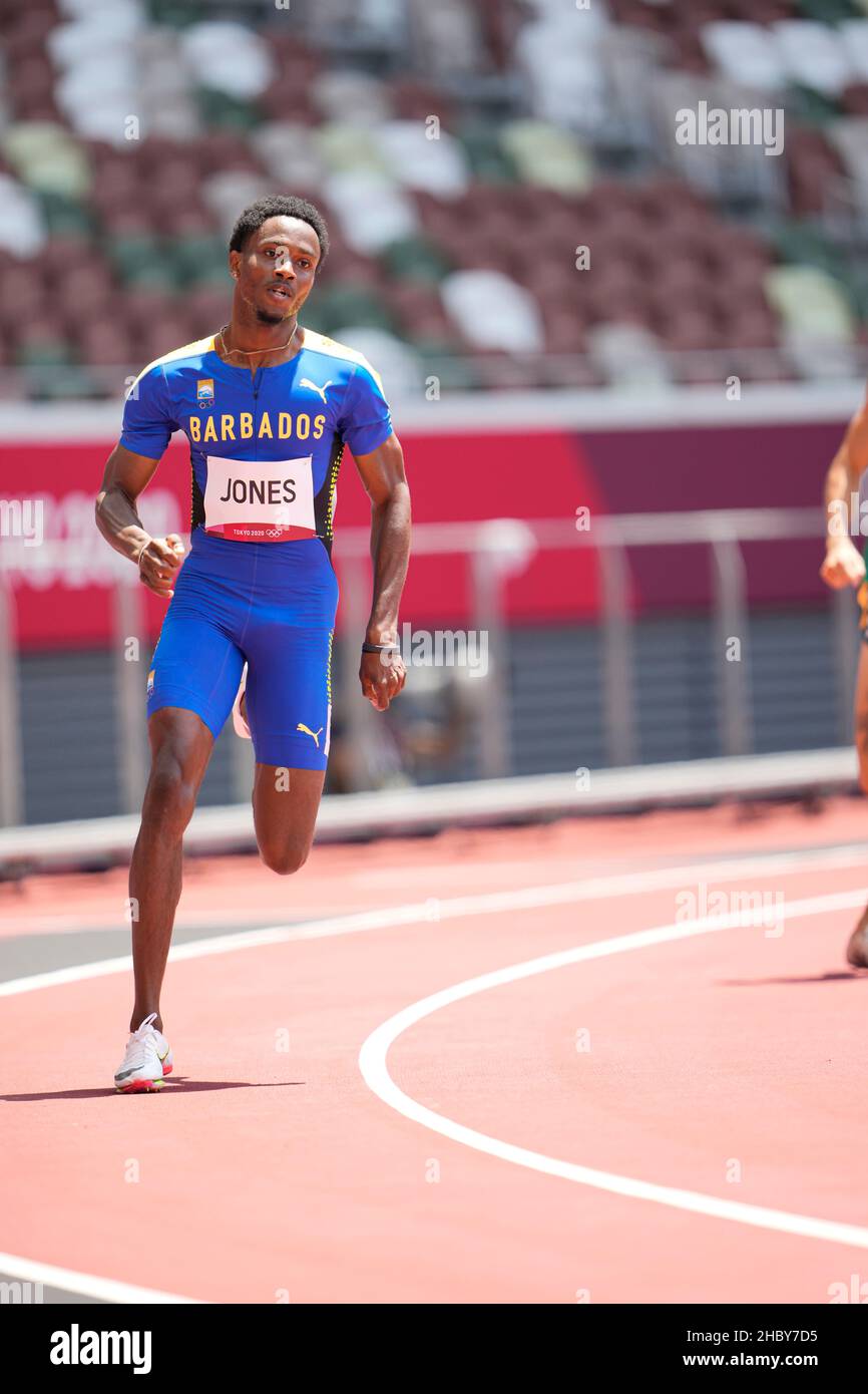 Jonathan Jones competing in the 400 meters of the 2020 Tokyo Olympics ...