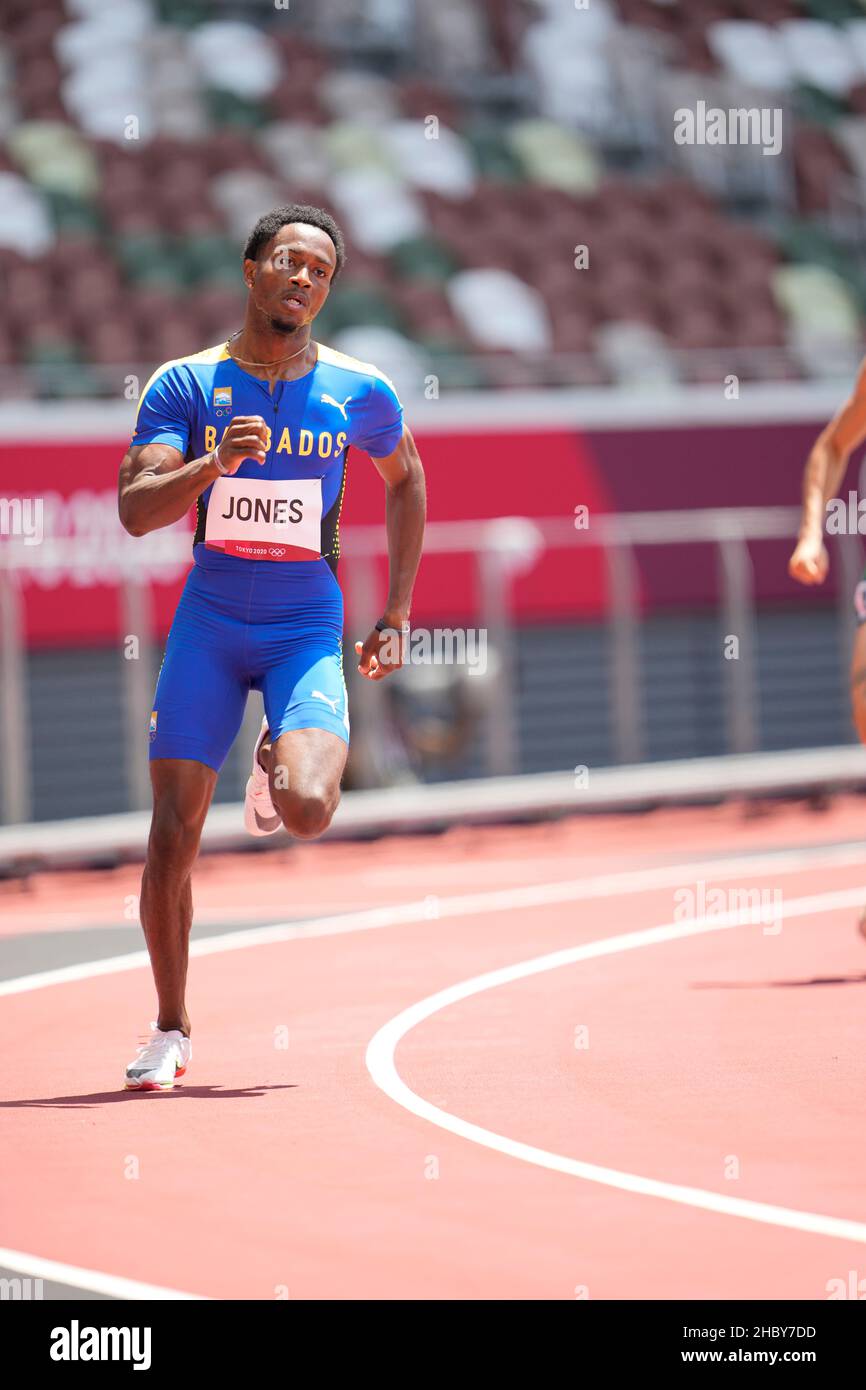 Jonathan Jones competing in the 400 meters of the 2020 Tokyo Olympics ...