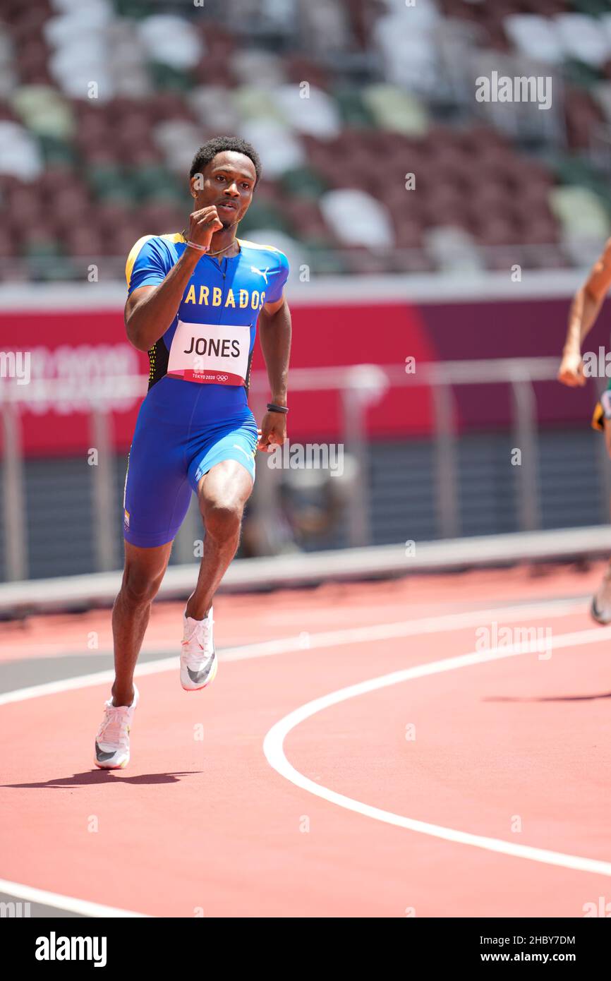 Jonathan Jones competing in the 400 meters of the 2020 Tokyo Olympics ...