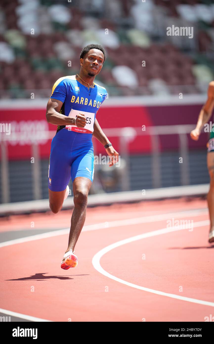 Jonathan Jones competing in the 400 meters of the 2020 Tokyo Olympics ...