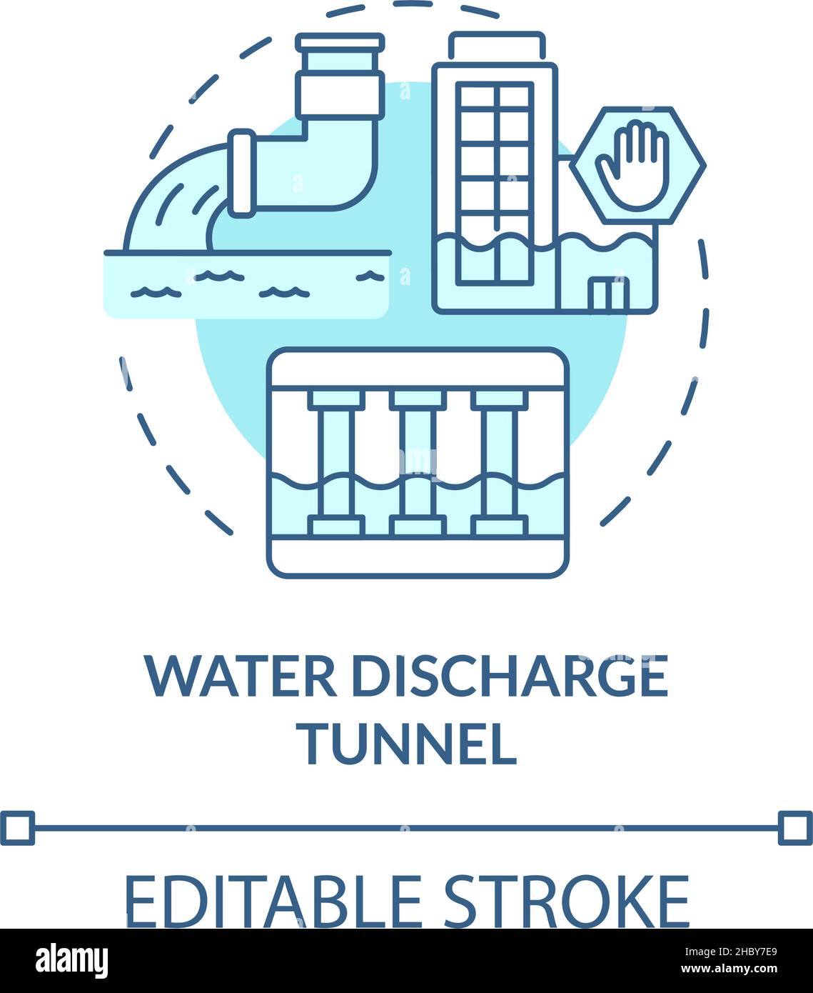 Water discharge tunnel turquoise concept icon Stock Vector Image & Art ...