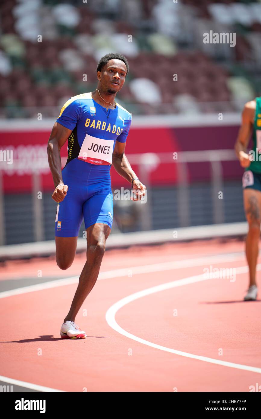 Jonathan Jones competing in the 400 meters of the 2020 Tokyo Olympics ...