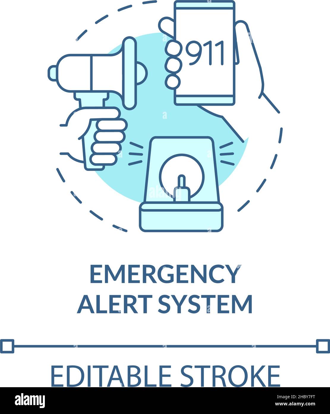 Emergency alert system turquoise concept icon Stock Vector Image & Art ...