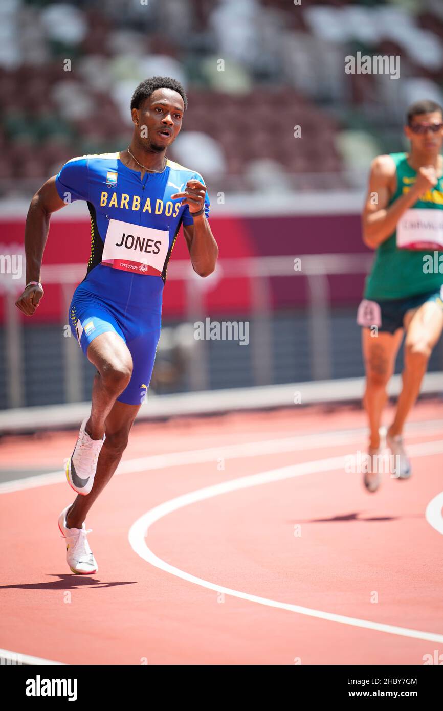 Jonathan Jones competing in the 400 meters of the 2020 Tokyo Olympics ...