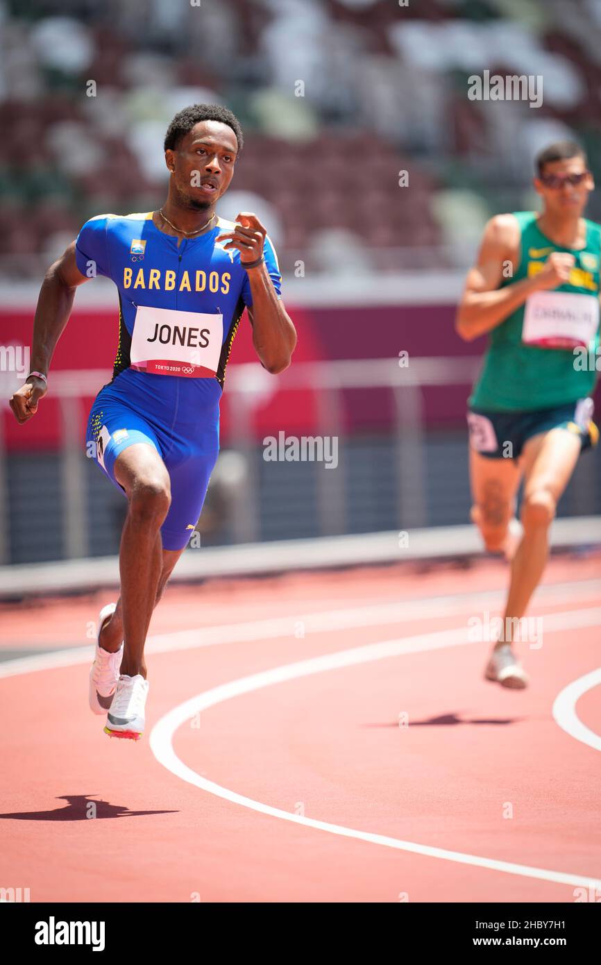 Jonathan Jones competing in the 400 meters of the 2020 Tokyo Olympics ...