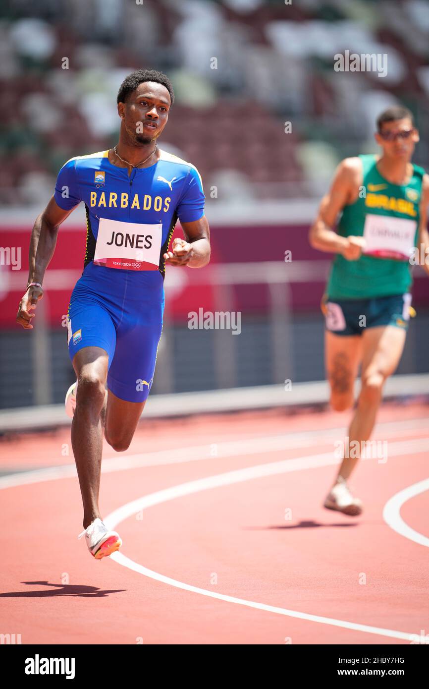 Jonathan Jones competing in the 400 meters of the 2020 Tokyo Olympics ...