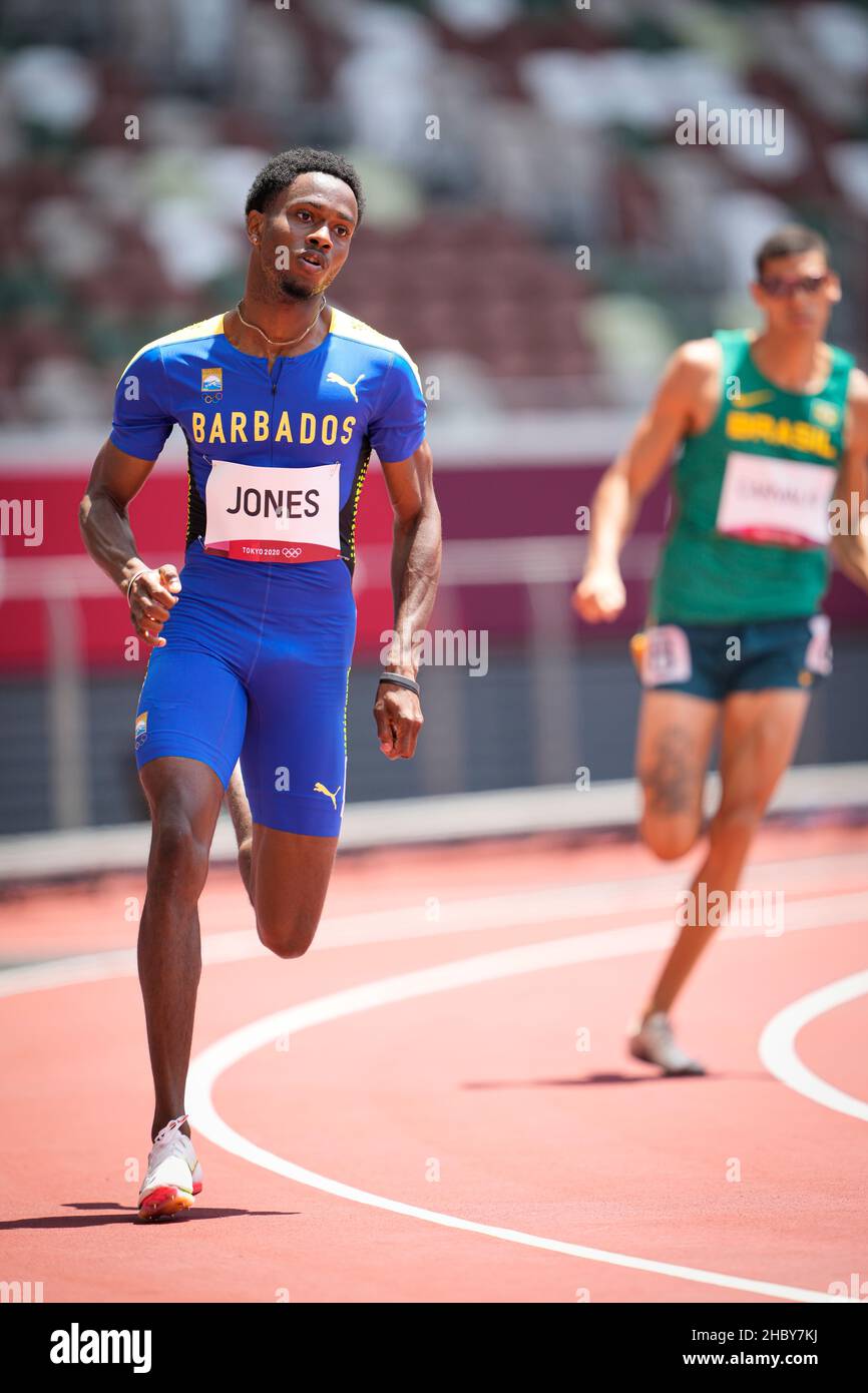 Jonathan Jones competing in the 400 meters of the 2020 Tokyo Olympics ...