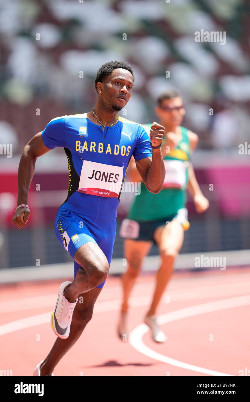 Jonathan Jones competing in the 400 meters of the 2020 Tokyo Olympics ...