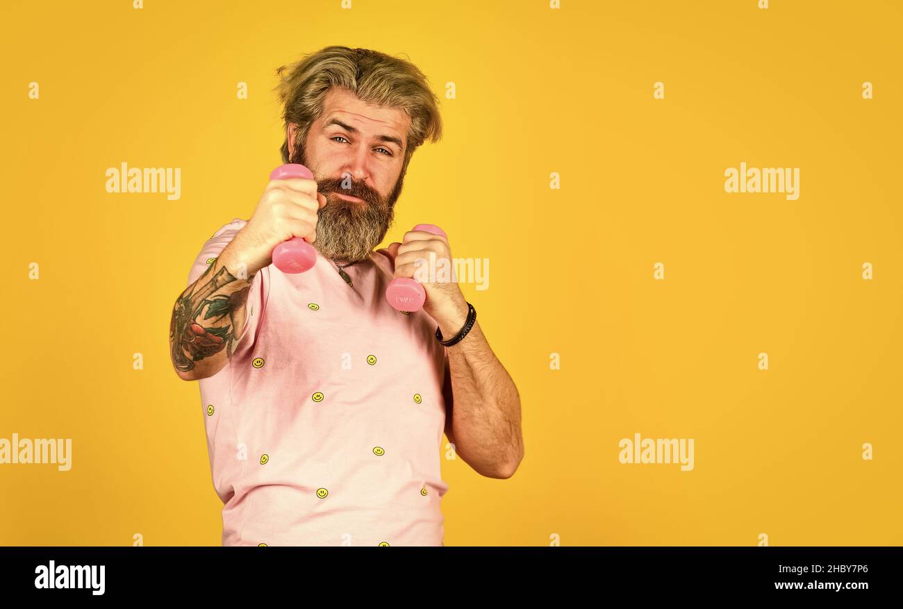 Healthy lifestyle. Fancy sportsman. Inappropriate load. Physical ...