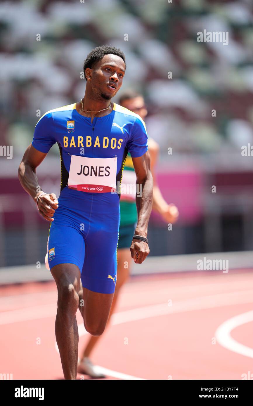 Jonathan Jones competing in the 400 meters of the 2020 Tokyo Olympics ...