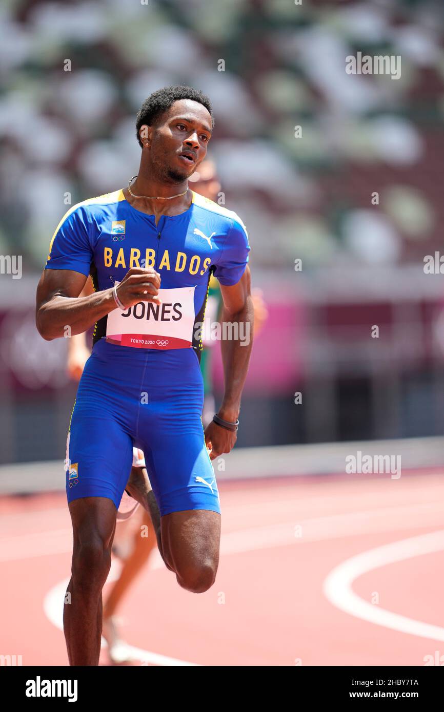 Jonathan Jones competing in the 400 meters of the 2020 Tokyo Olympics ...