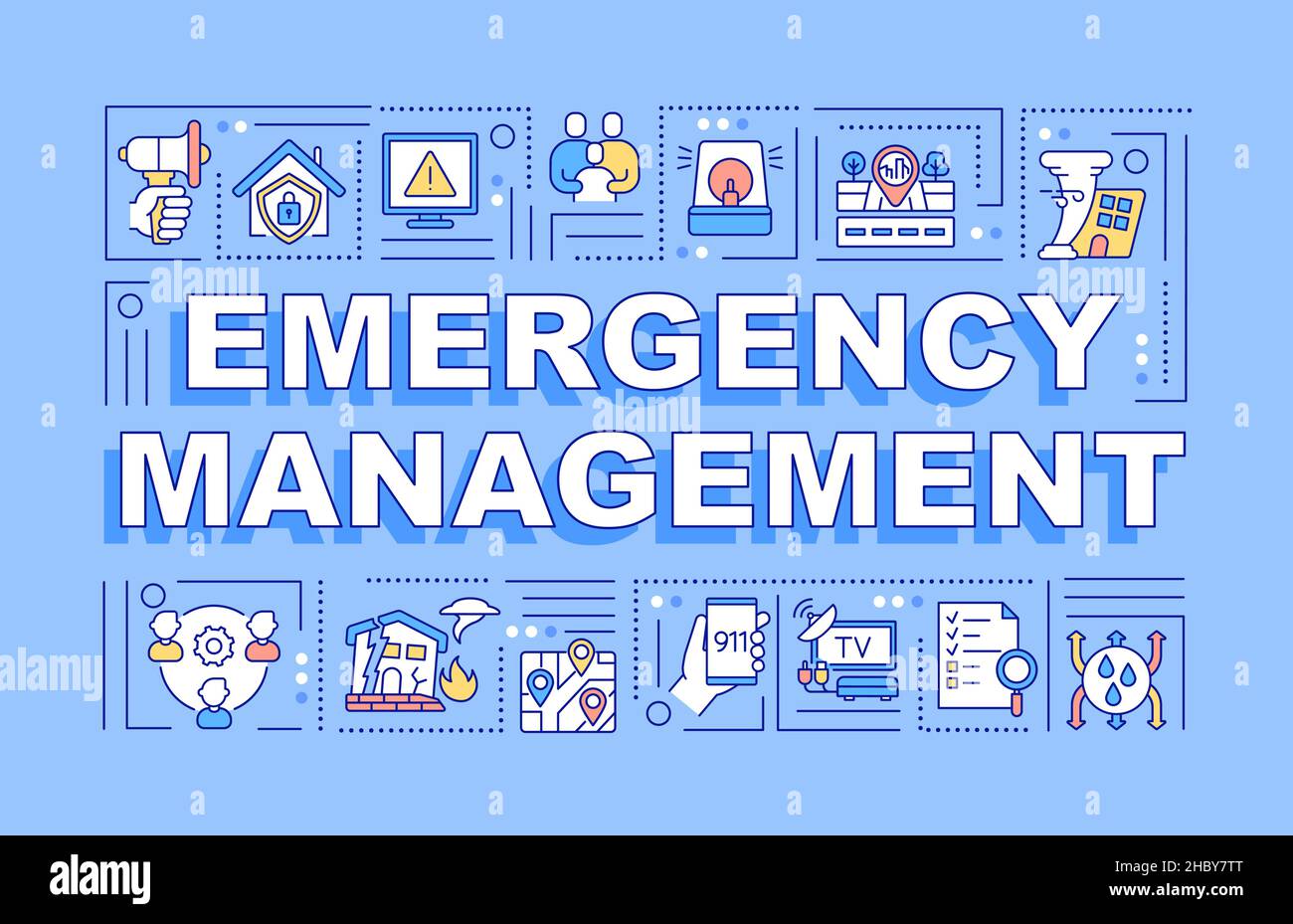 Emergency management word concepts blue banner Stock Vector Image & Art - Alamy