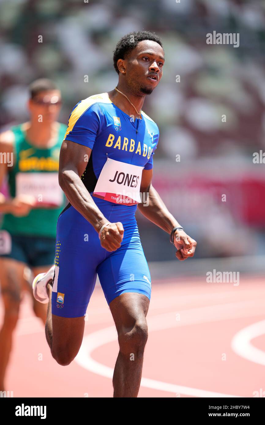 Jonathan Jones competing in the 400 meters of the 2020 Tokyo Olympics ...