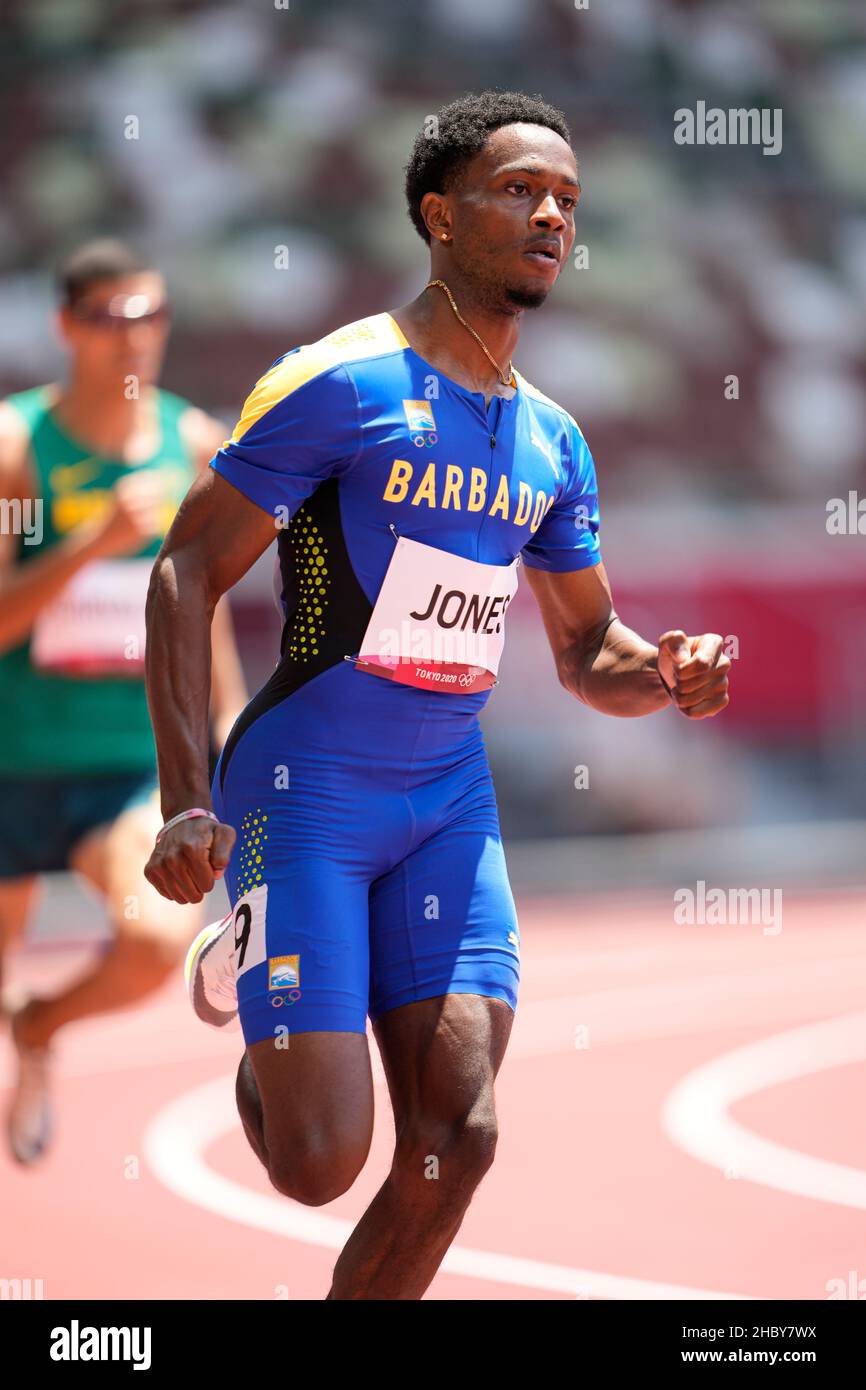 Jonathan Jones competing in the 400 meters of the 2020 Tokyo Olympics ...