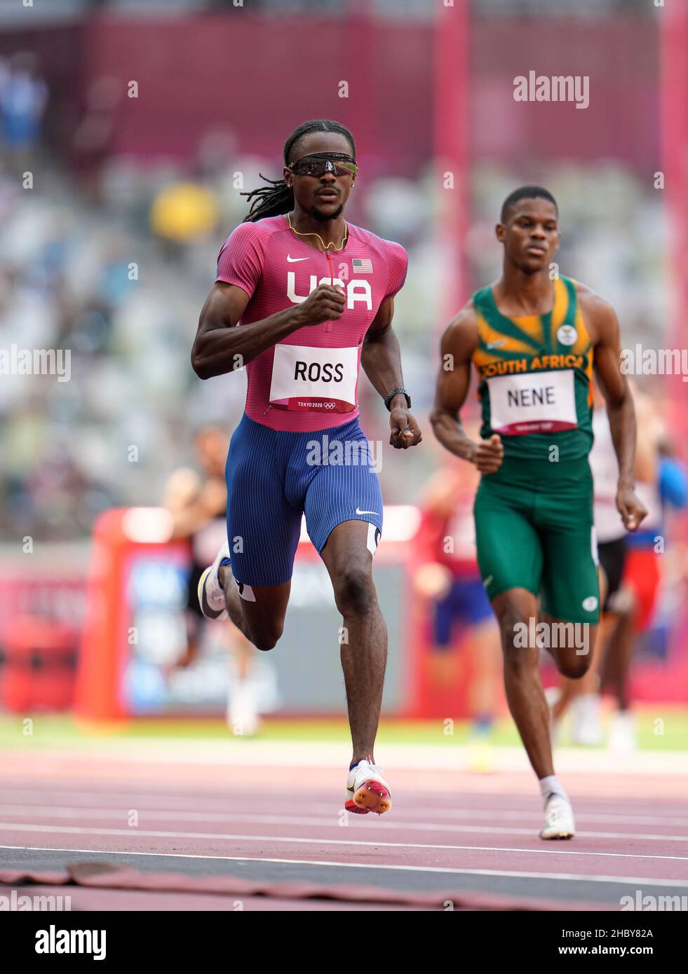 Randolph Ross competing in the 400 meters of the 2020 Tokyo Olympics ...