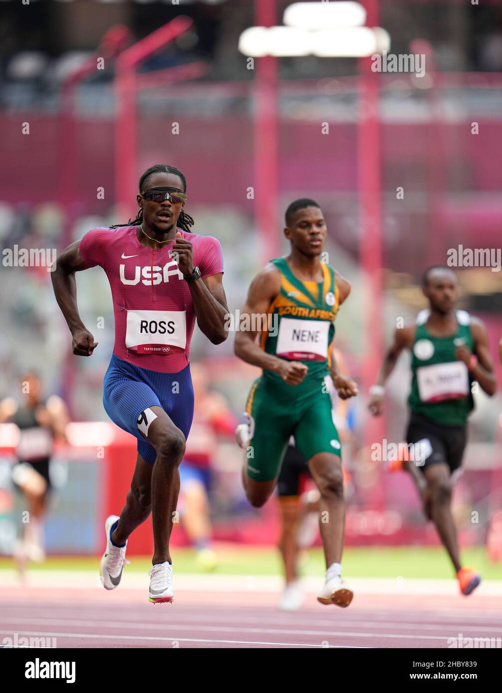 Randolph Ross competing in the 400 meters of the 2020 Tokyo Olympics ...