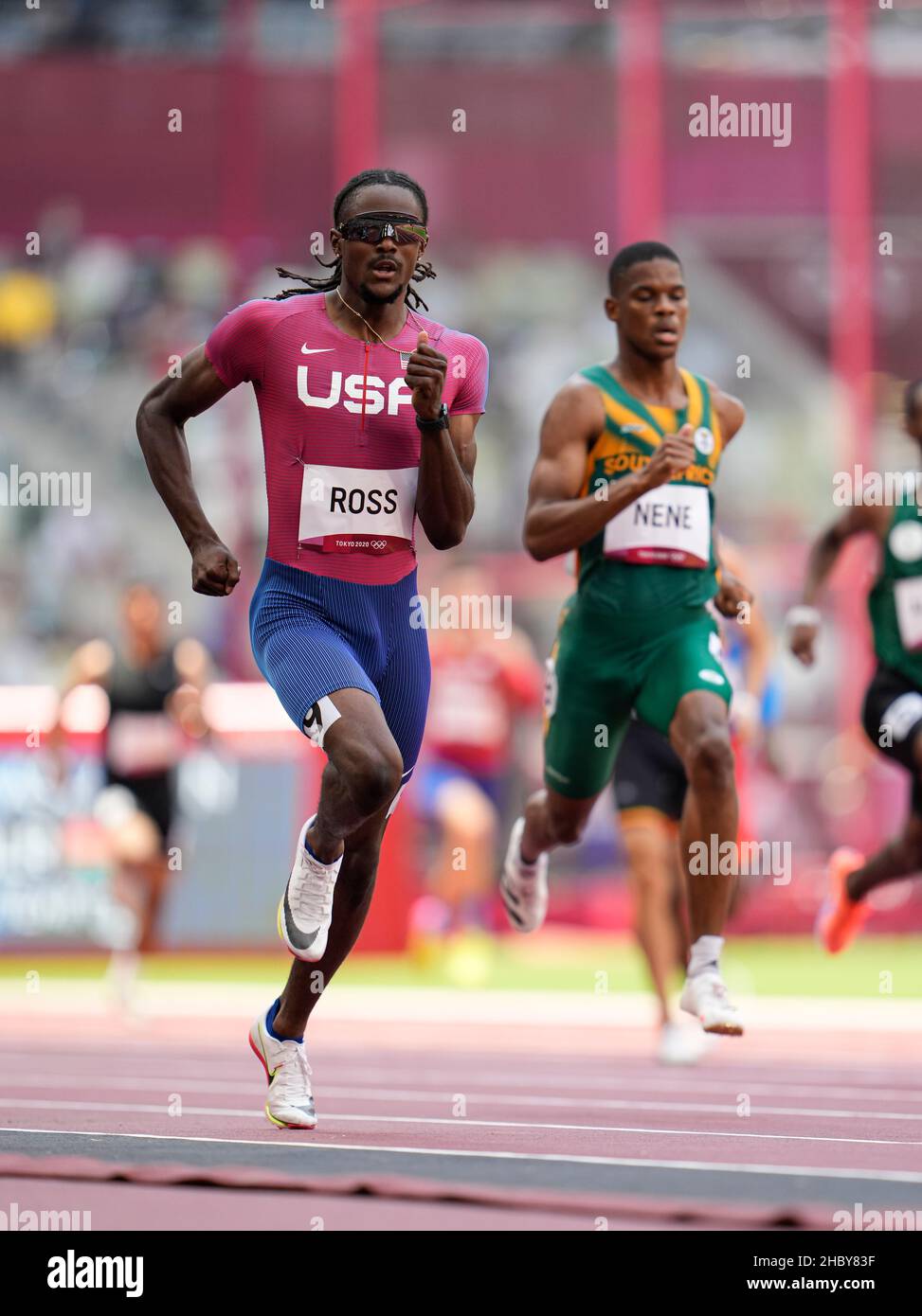 Randolph Ross competing in the 400 meters of the 2020 Tokyo Olympics ...