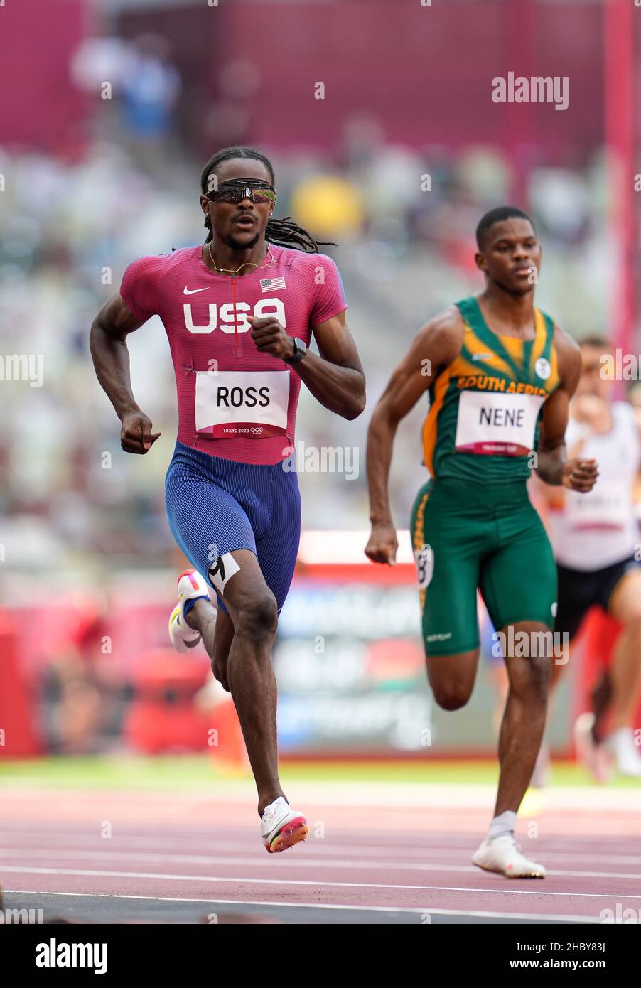Randolph Ross competing in the 400 meters of the 2020 Tokyo Olympics ...