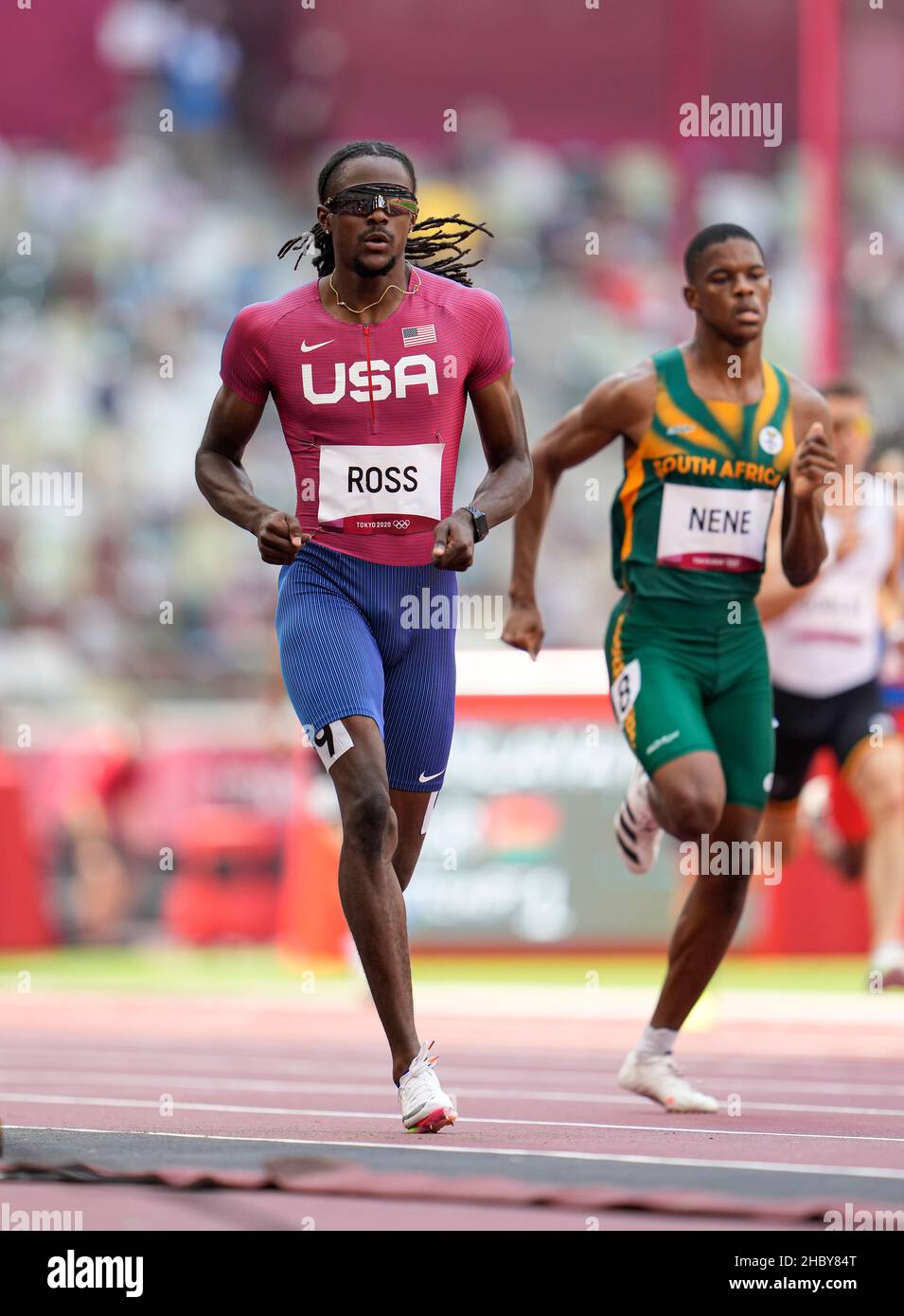 Randolph Ross competing in the 400 meters of the 2020 Tokyo Olympics ...