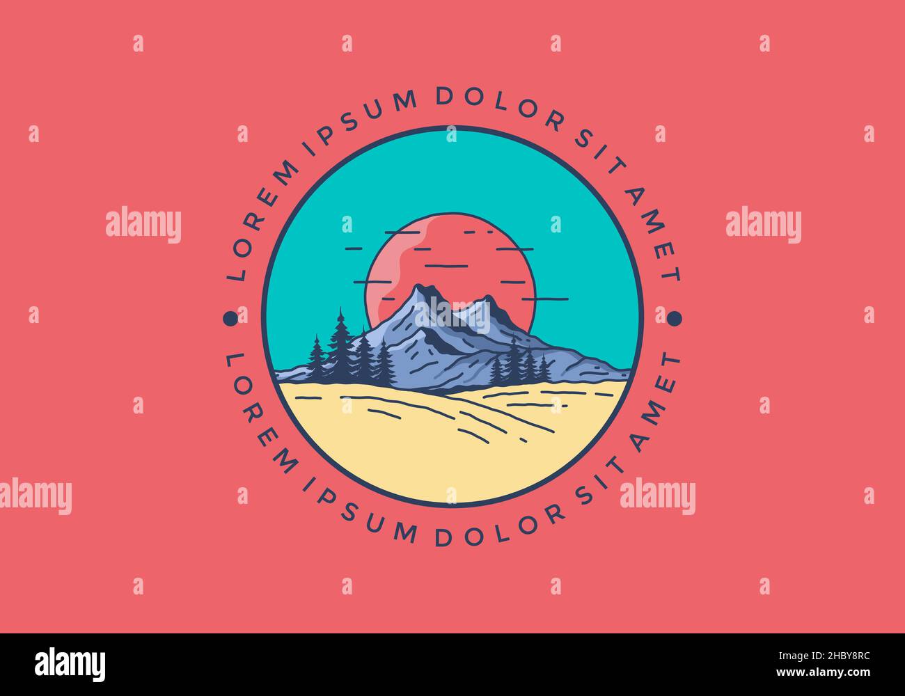 Mountain and the big sun illustration design Stock Vector Image & Art ...