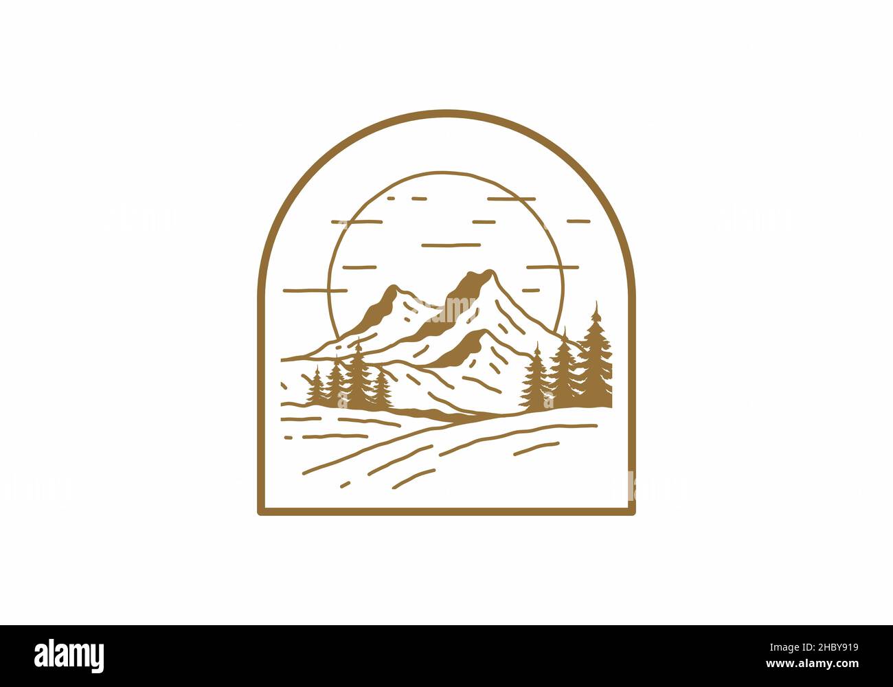 Mountain and the big sun illustration design Stock Vector Image & Art ...