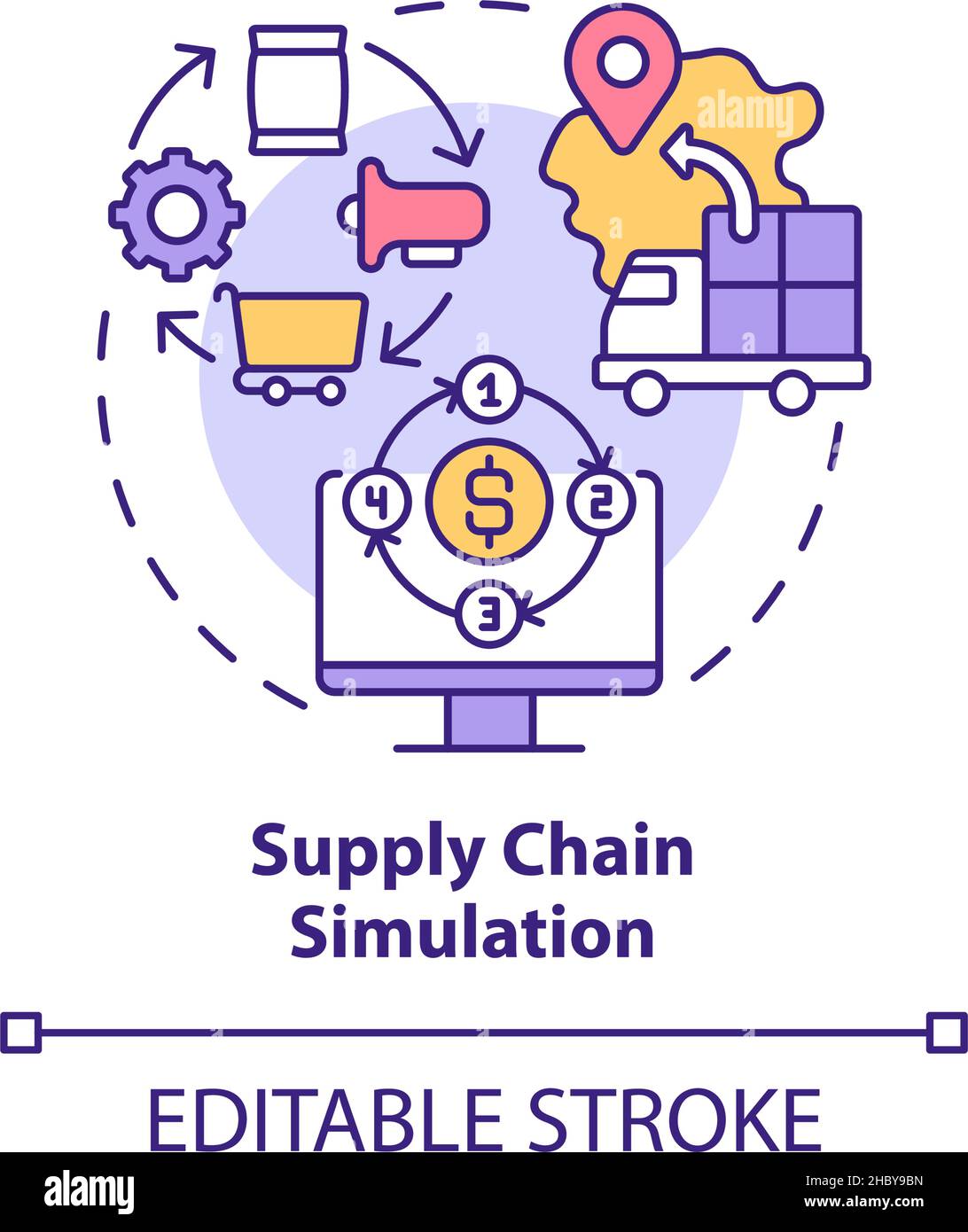 Supply chain simulation concept icon Stock Vector Image & Art - Alamy