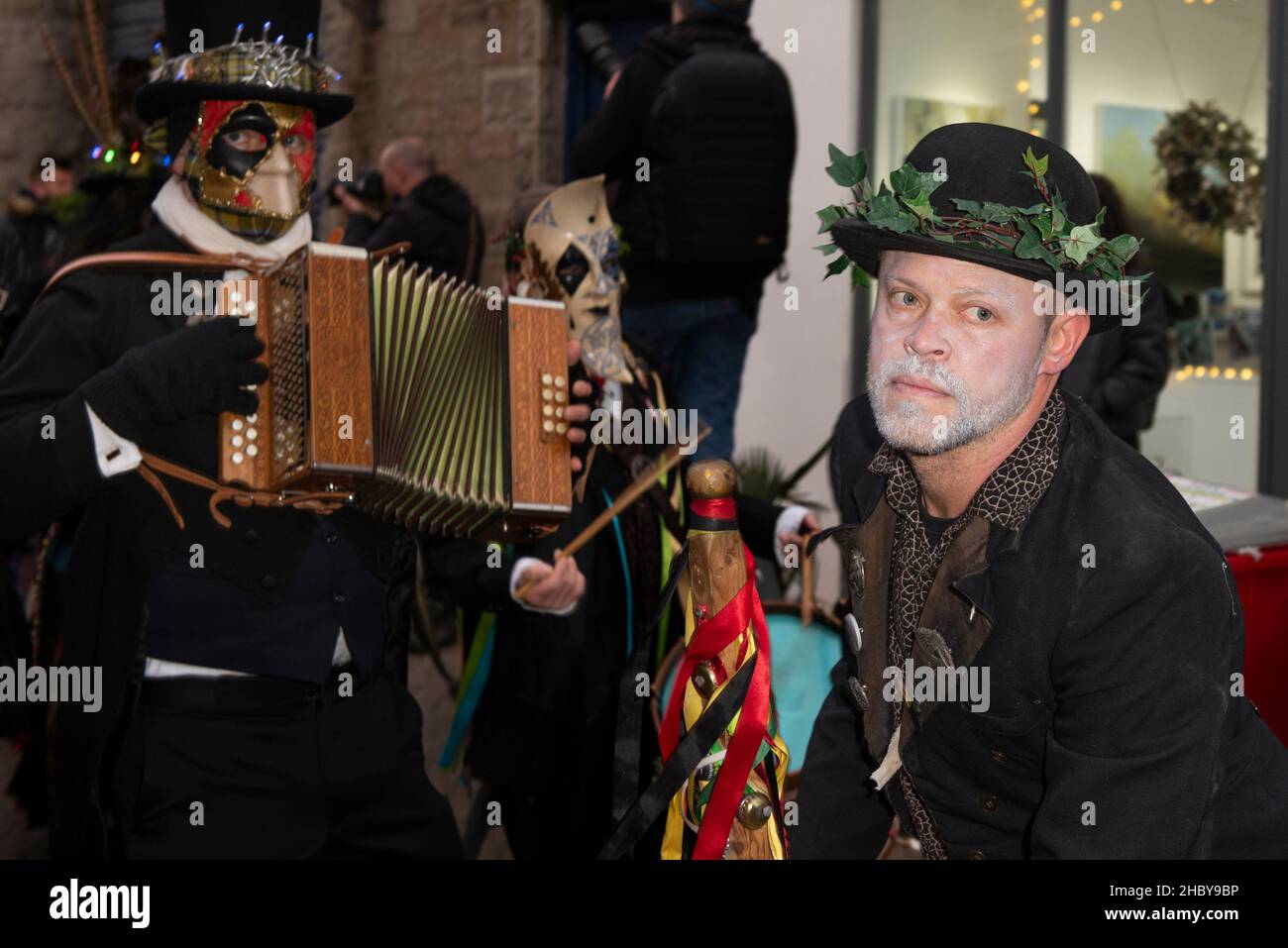 Musicians in The Raffidy Dumitz band leading the Montol Festival parade ...