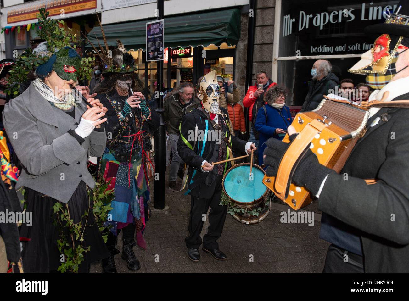 Musicians in The Raffidy Dumitz band leading the Montol Festival parade ...