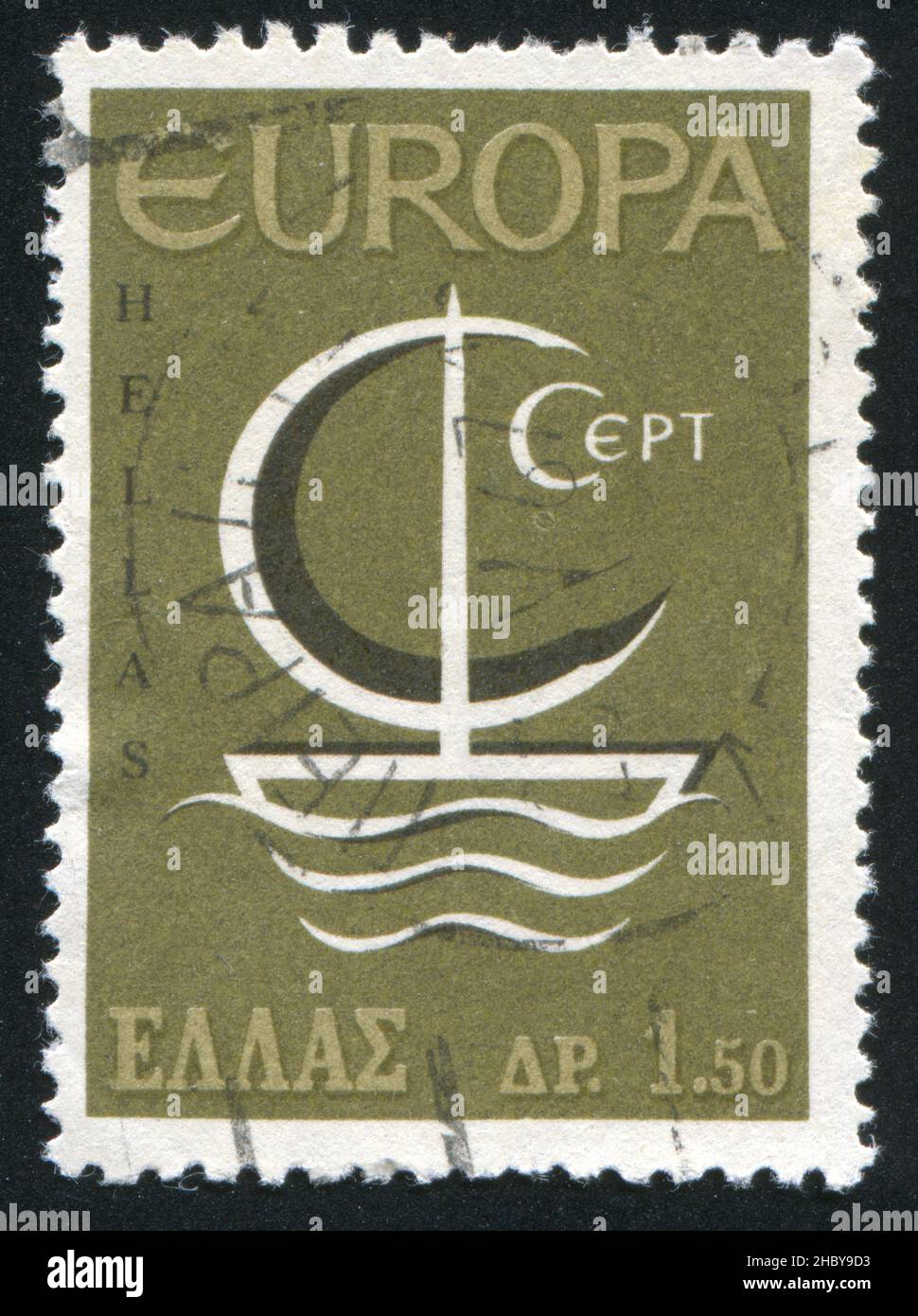 Greece stamp boat hi-res stock photography and images - Alamy