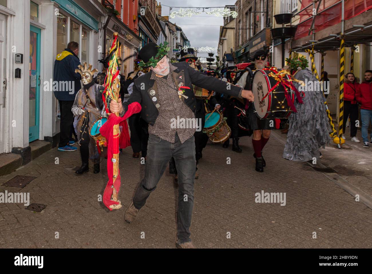 Musicians in The Raffidy Dumitz band leading the Montol Festival parade ...