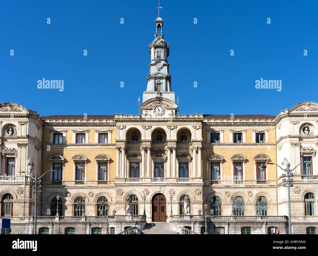 Facade of Bilbao city hall building on sunny day built in 1892 Stock ...
