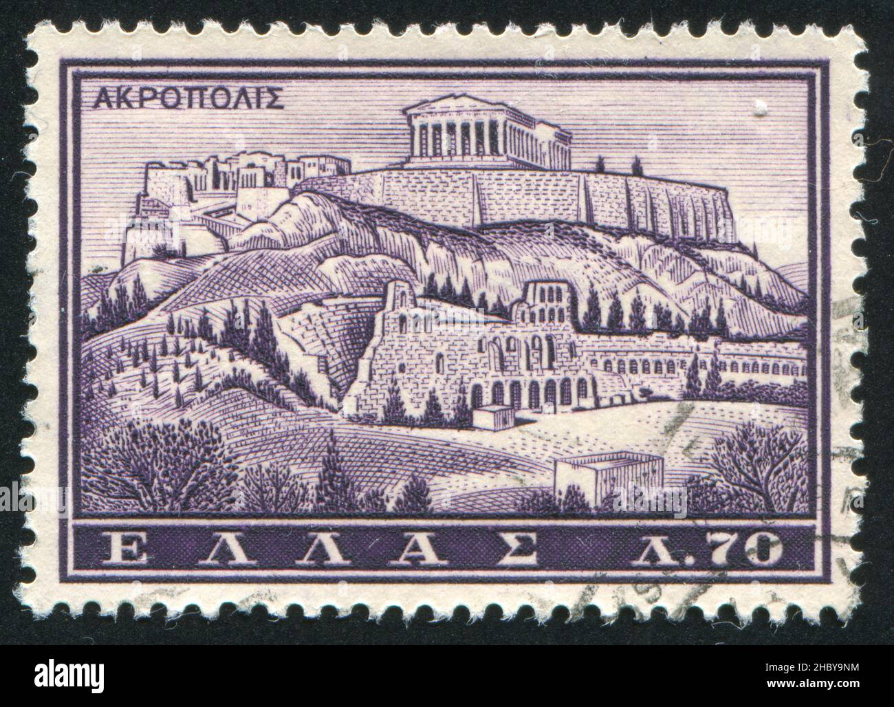 GREECE - CIRCA 1961: stamp printed by Greece, shows Acropolis, circa ...