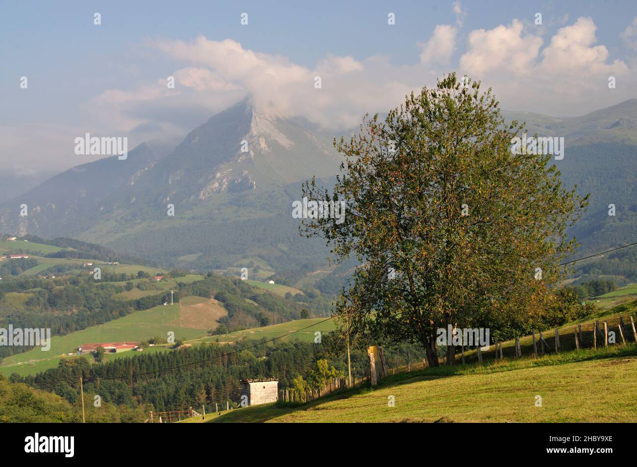 Country scene with Txindoki mountain in the background Stock Photo - Alamy