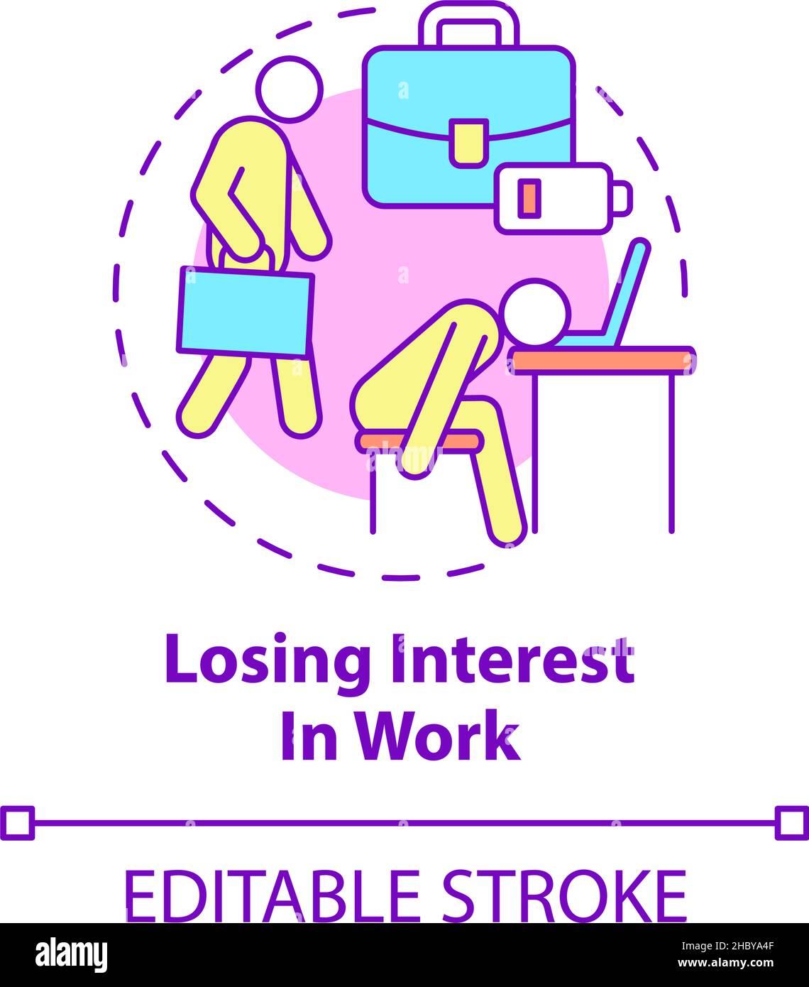 Losing interest in work concept icon Stock Vector Image & Art - Alamy